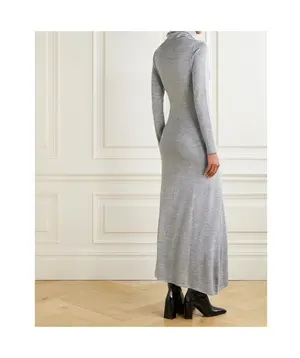 Tove Suzette Wool And Silk-blend Turtleneck Midi Dress - Gray