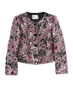 SELF-PORTRAIT Embellished Floral Sequin Jacket - Black