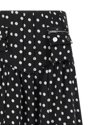 GANNI Polka-dot Satin Corset Skirt - Black