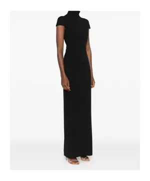 Solace High Neck Short Sleeve Maxi Dress - Black