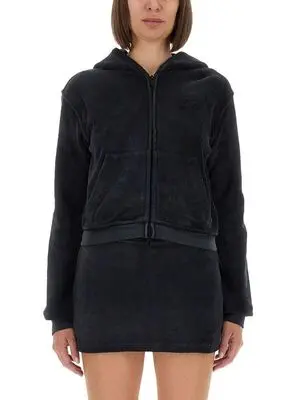 Alexander Wang Zip-up Hooded Sweatshirt - Black
