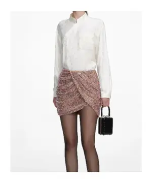 SELF-PORTRAIT Embellished Draped Mini Skirt