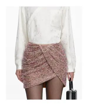 SELF-PORTRAIT Embellished Draped Mini Skirt