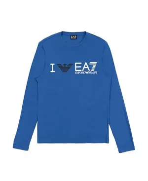 EA7 Logo T-shirt With Round Neck - Blue