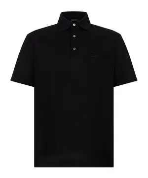 Zegna Classic Collar Short Sleeve Polo Shirt - Black
