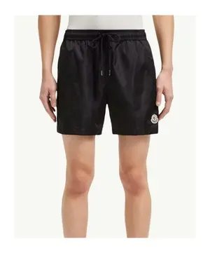 Moncler Logo Patch Swim Shorts - Black