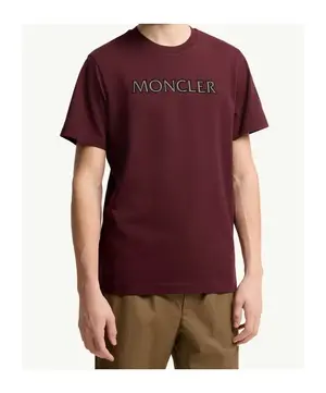 Moncler Logo Embroidered Crewneck T-shirt - Red