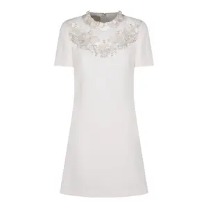 Valentino Garavani Embellished Crewneck Dress - Ivory
