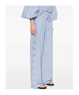 Zimmermann Wide-leg Striped Button Detailed Trousers