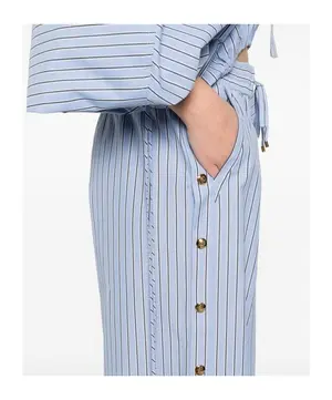 Zimmermann Wide-leg Striped Button Detailed Trousers - Blue