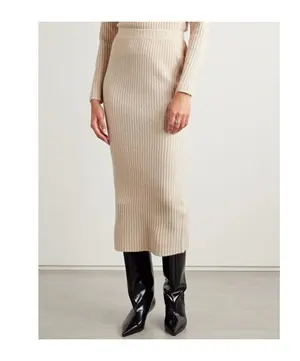 Co Name Ribbed Wool-blend Midi Skirt - Ivory