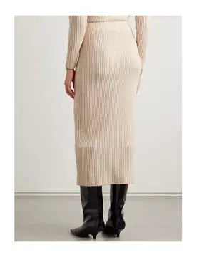 Co Name Ribbed Wool-blend Midi Skirt - Ivory