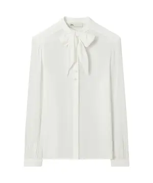 Tory Burch Georgette Bow Blouse - White