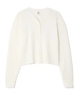 RE/DONE Hanes Waffle-knit Henley Top