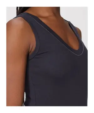 Brunello Cucinelli Embellished Ribbed V-neck Tank Top - Black