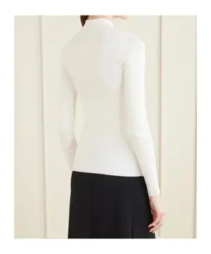 JIL SANDER Ribbed-knit Mock Neck Sweater - White