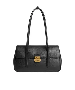 COCCINELLE Logo Detailed Magnetic Fastened Shoulder Bag - Black