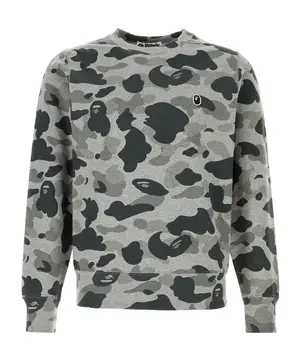A BATHING APE Camouflage Ape Head Crewneck Sweater - Grey