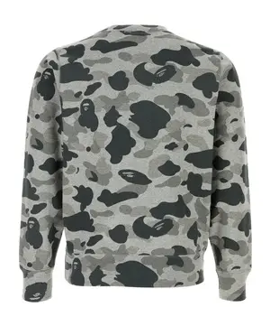 A BATHING APE Camouflage Ape Head Crewneck Sweater - Grey