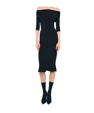Norma Kamali 3/4 Sleeve Cowl Fishtail Dress