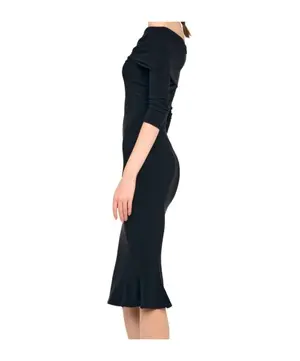 Norma Kamali 3/4 Sleeve Cowl Fishtail Dress