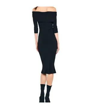 Norma Kamali 3/4 Sleeve Cowl Fishtail Dress