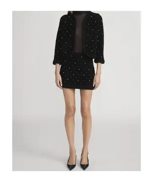 FRAME Pearl Embellished Mini Skirt