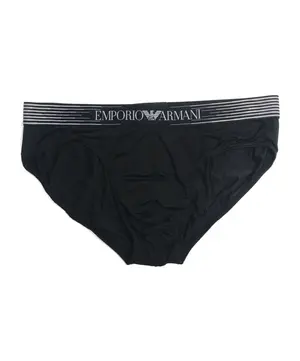 Emporio Armani Logo Striped Panties - Black