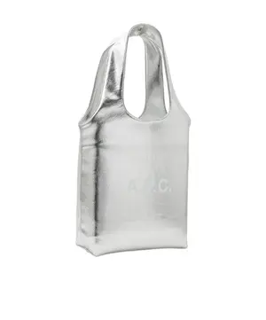 A.p.c. Logo Printed Metallic Effect Tote Bag - Silver