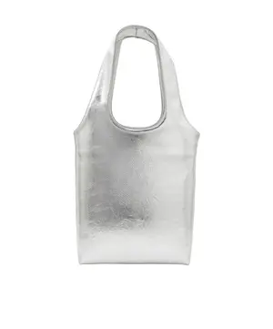A.p.c. Logo Printed Metallic Effect Tote Bag - Silver
