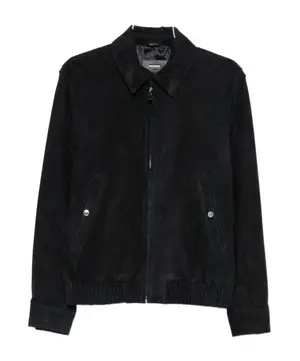 Mackage Suede Zip Bomber Jacket - Navy