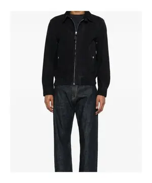 Mackage Suede Zip Bomber Jacket - Navy