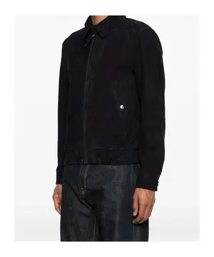 Mackage Suede Zip Bomber Jacket - Navy