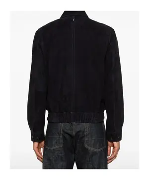 Mackage Suede Zip Bomber Jacket - Navy