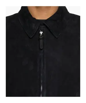 Mackage Suede Zip Bomber Jacket - Navy