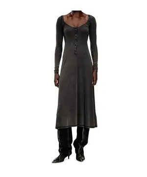 DIESEL® D-ley Ribbed Jersey Midi Dress - Black