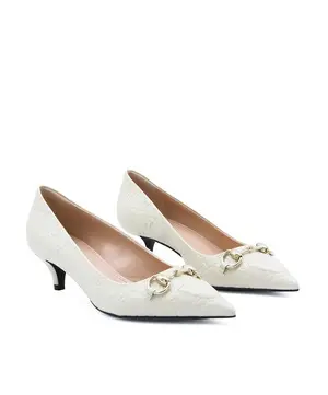Gucci Horsebit Detailed Pointed-toe Pumps - Ivory