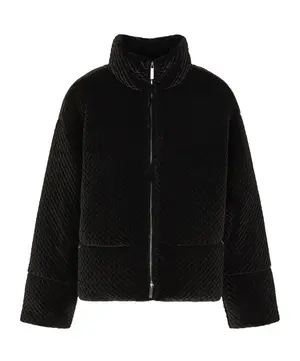 Emporio Armani Velvet Waffle-effect Zip-up Jacket