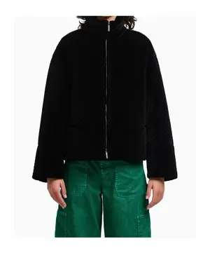 Emporio Armani Velvet Waffle-effect Zip-up Jacket