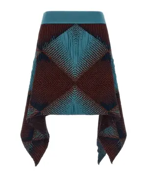 KIKO KOSTADINOV Ikat Argyle Asymmetric Knitted Skirt - Blue