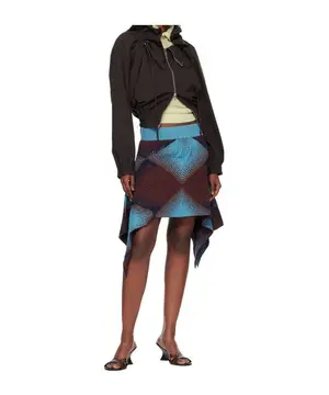 KIKO KOSTADINOV Ikat Argyle Asymmetric Knitted Skirt
