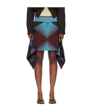 KIKO KOSTADINOV Ikat Argyle Asymmetric Knitted Skirt