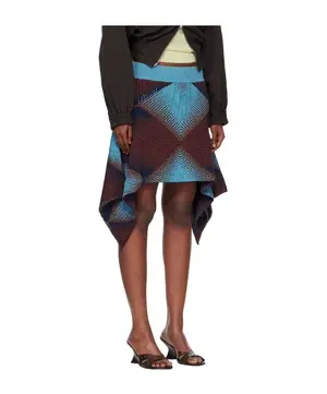 KIKO KOSTADINOV Ikat Argyle Asymmetric Knitted Skirt