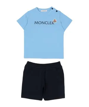 Moncler Logo Printed T-shirt And Shorts Set - Blue