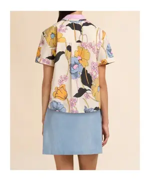 Marni Melodia Floral Print Cropped Cotton Poplin Shirt