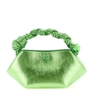 GANNI Metallic Mini Bou Bag With Braided Handle - Green