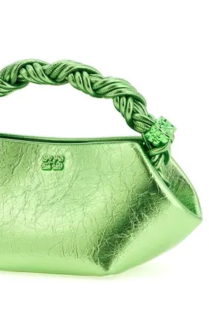 GANNI Metallic Mini Bou Bag With Braided Handle - Green