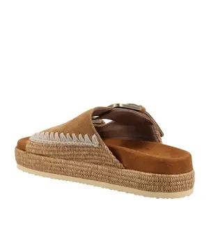 Mou Brandy Buckled Platform Sandals - Brown