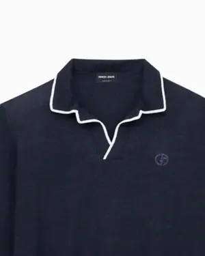 Giorgio Armani Logo Embroidered Knitted Polo Shirt