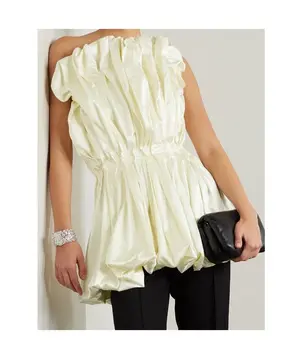 Tove Raynara Gathered Strapless Satin Top - Ivory
